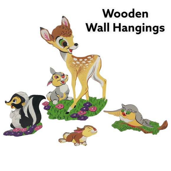 Accents | Vintage Disney Bambi Wooden Wall Plaques 196s Era Disneyana ...